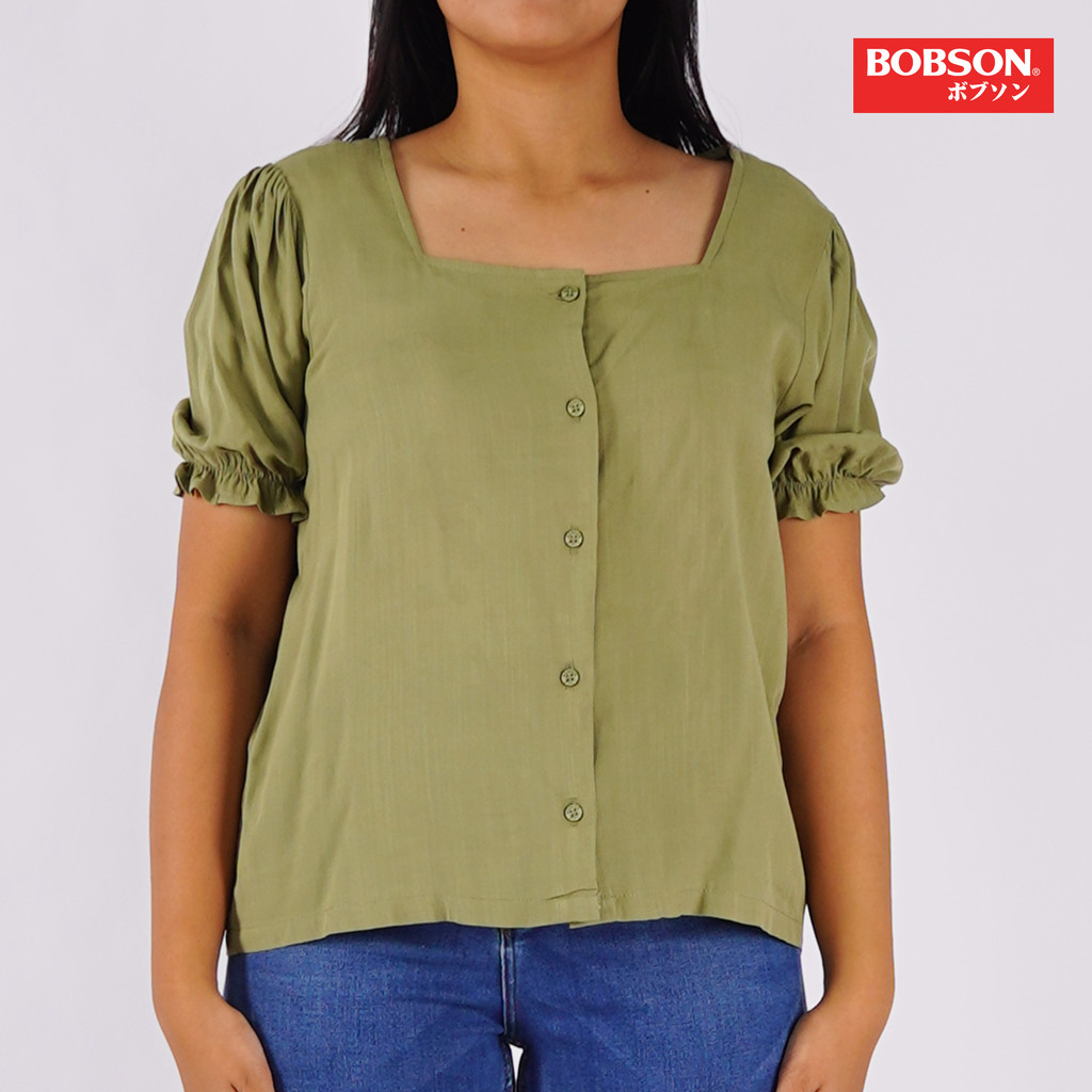 Bobson Japanese Ladies Basic Woven Shirt Boxy Fit 151852 (Light Green) | Shopee Malaysia