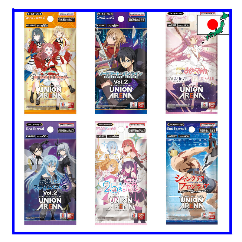 UNION ARENA Booster Pack Collection16 Packs Idol Master Sword Art Online Tales of ARISE Shangri ...