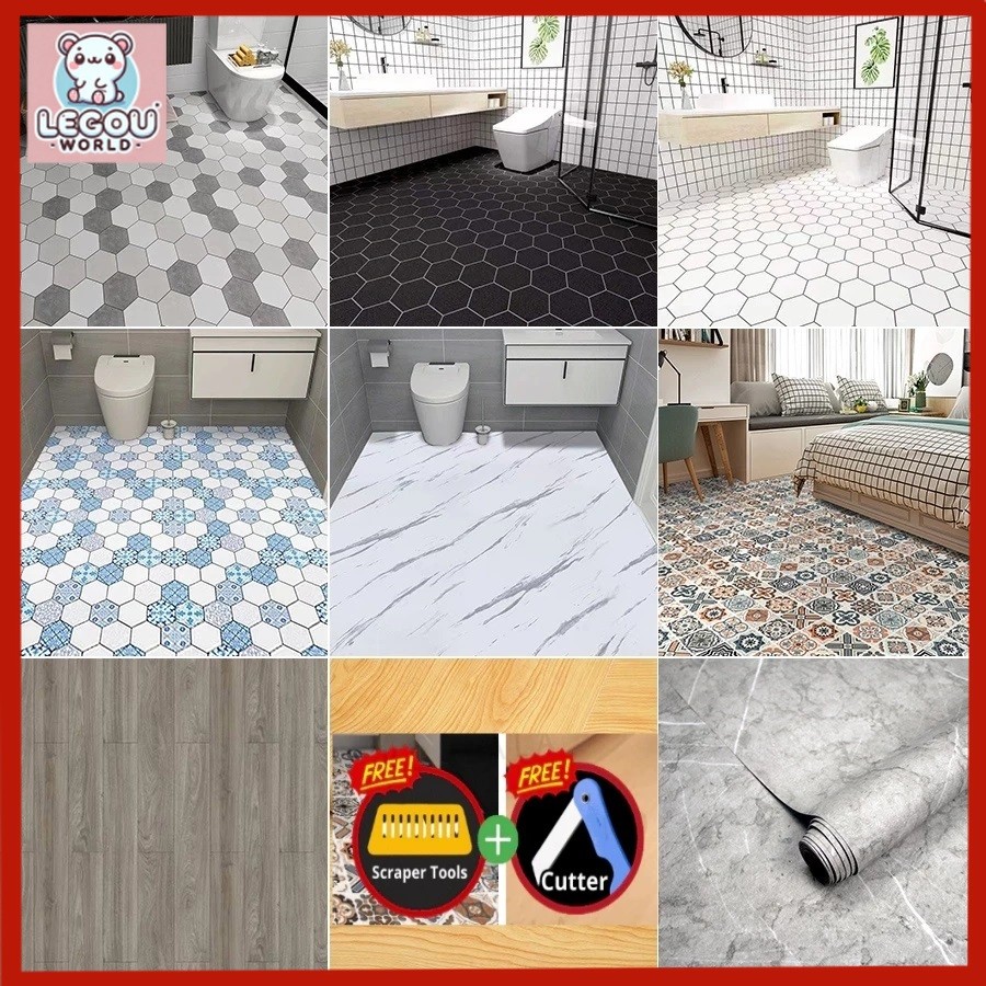 Bathroom Floor Sticker Wallpaper Bilik Air Lantai Pelekat Lantai Bilik ...