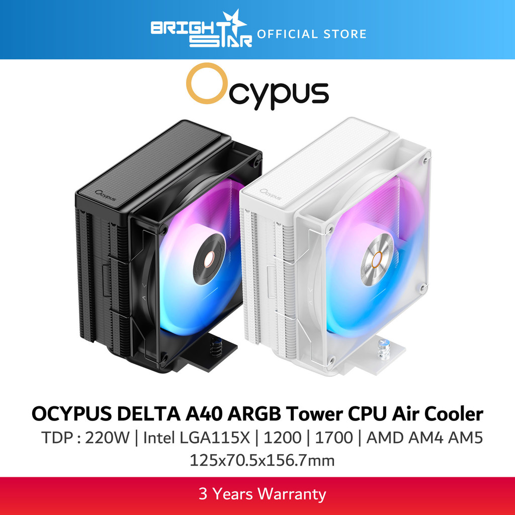 OCYPUS DELTA A40 ARGB Tower CPU Air Cooler - Black/White | Shopee Malaysia