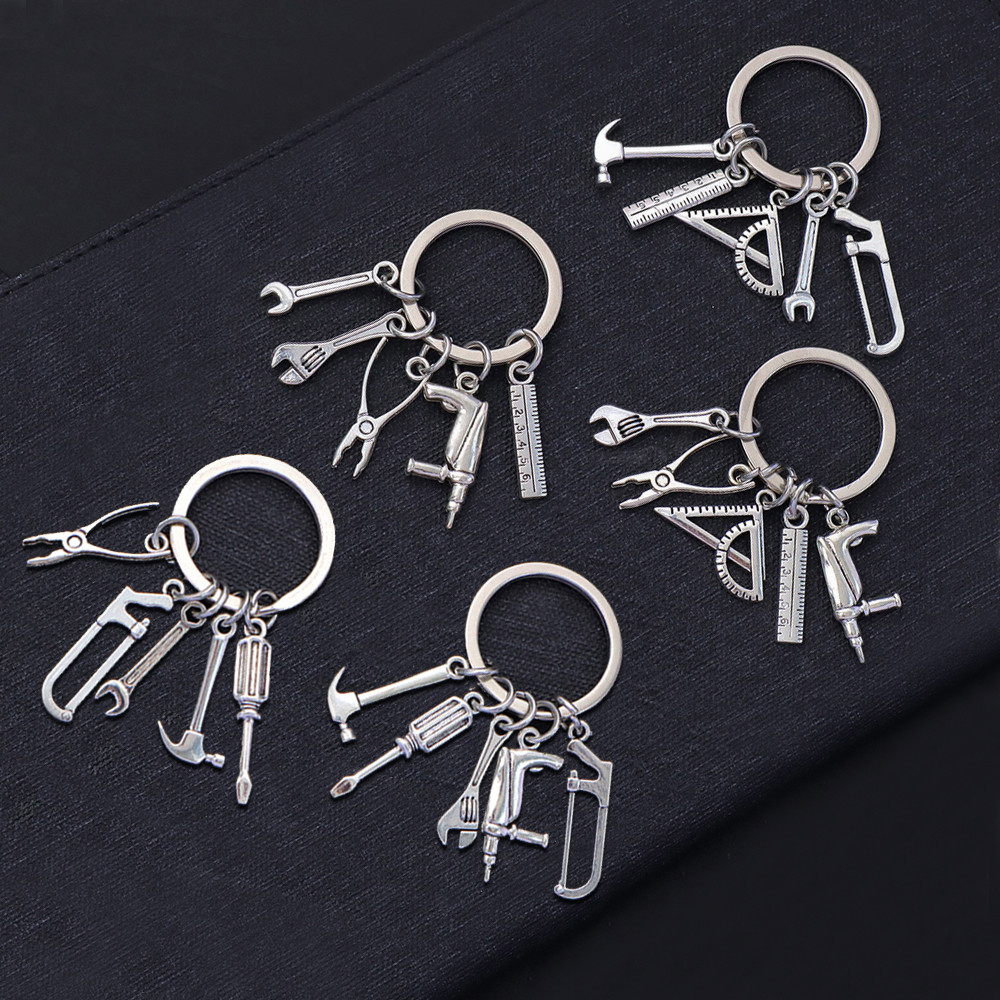 Simple Triangle Ruler Keychain Mini Wrench Screwdriver Tool Keyring ...