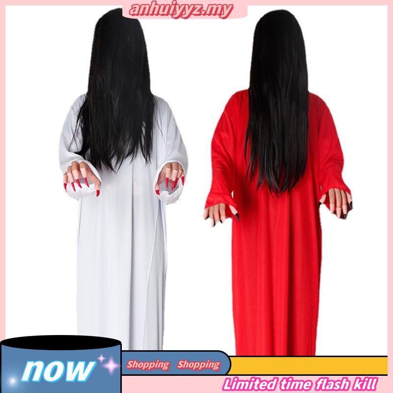 SDEER Female Ghost Costume, White Red Sadako Halloween Costumes, Funny ...