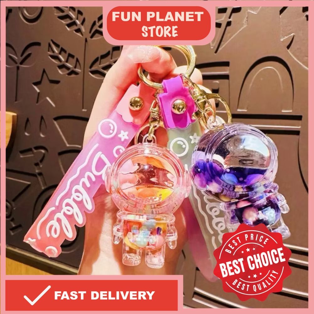 🔥Ready Stock🔥Cartoon Astronaut Sugar Beans Quicksand Bottle Keychain ...