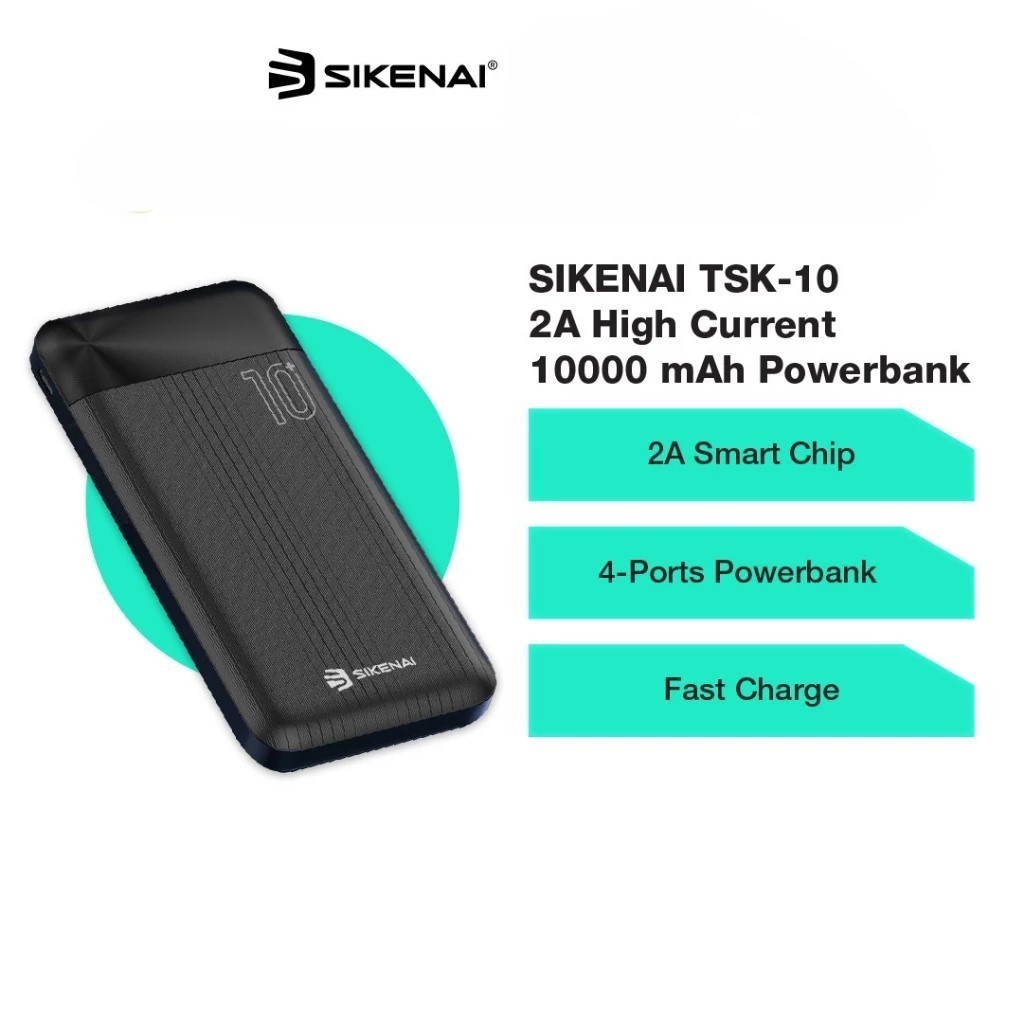 SIKENAI TSK-10 2A High Current 10000mAh Built-in Smart Chip Brushed ...