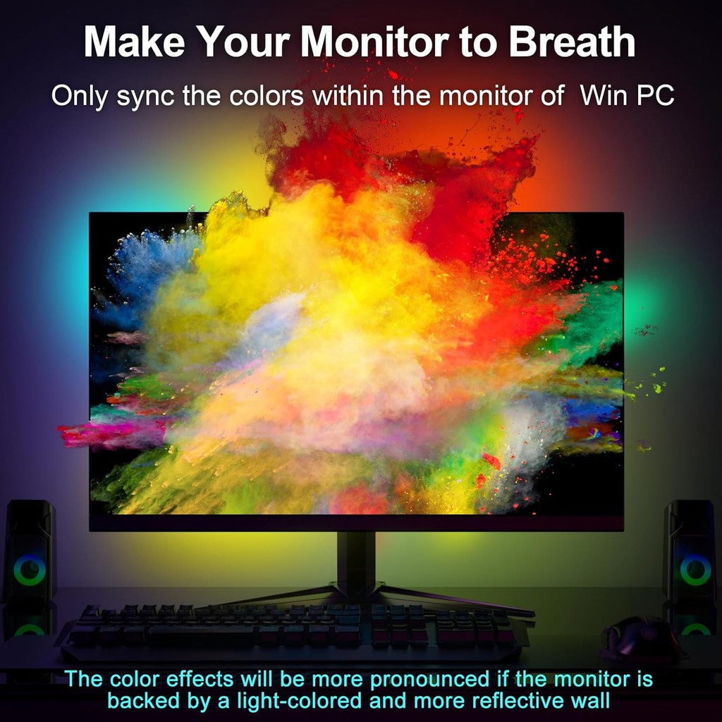 Monitor Backlight-Gaming Lights Upgraded Software Color Matching LED ...