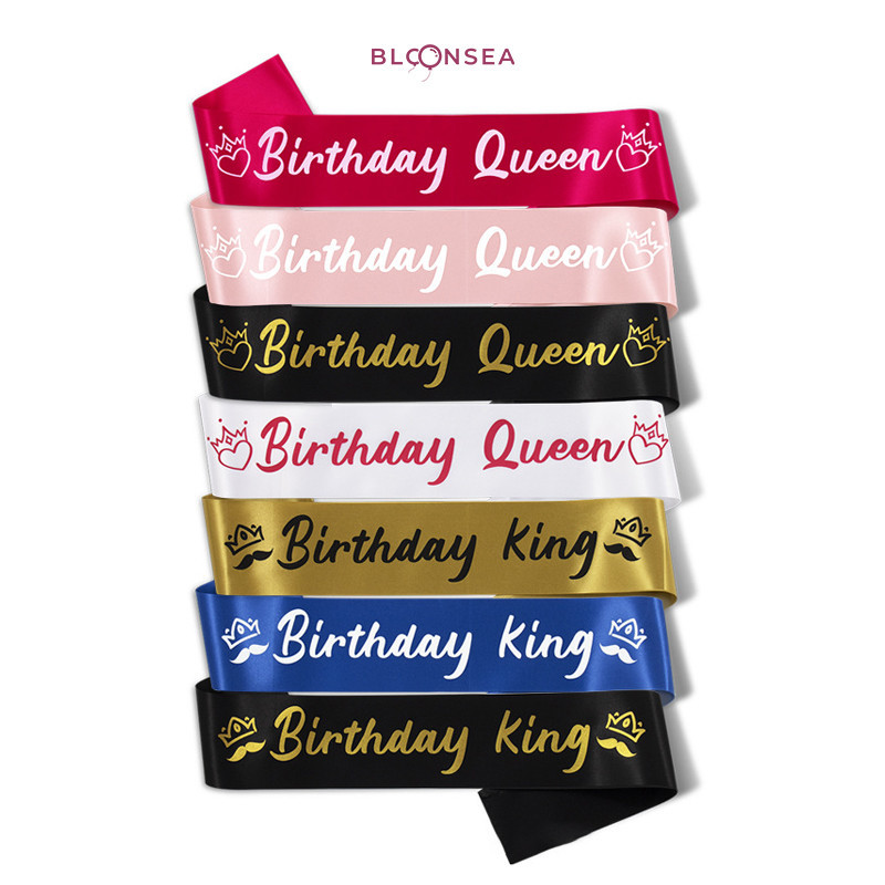 Sash Birthday Queen/King Satin Ribbon Sashes King Queen Selamat Hari ...