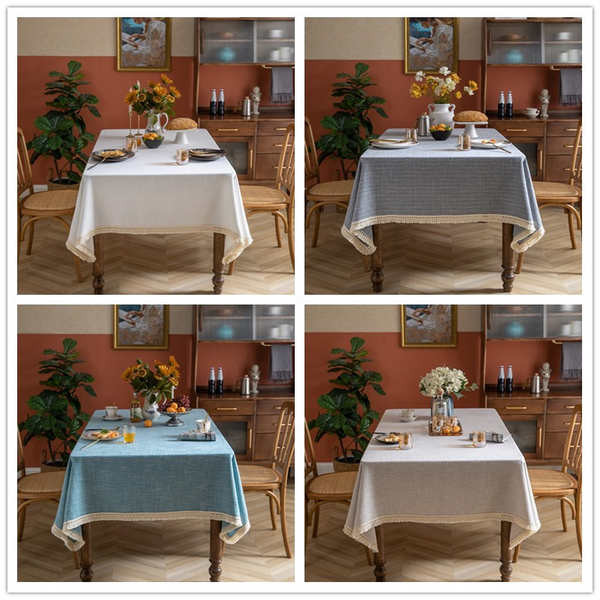 alas meja kopi table cloth Alas meja kain warna pepejal, linen kapas ...
