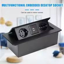 Full metal Desk Mounted Socket 2 hole Pop-UP Socket + 2USB- Embedded ...