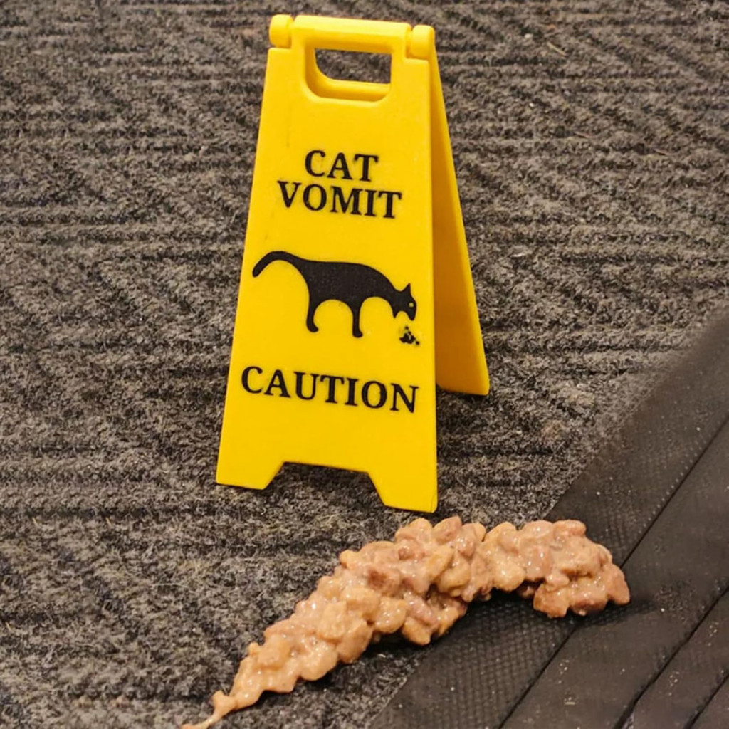 Vomiting Warning Sign Black Cat Vomit Sign Pet Vomit Caution Sign for ...