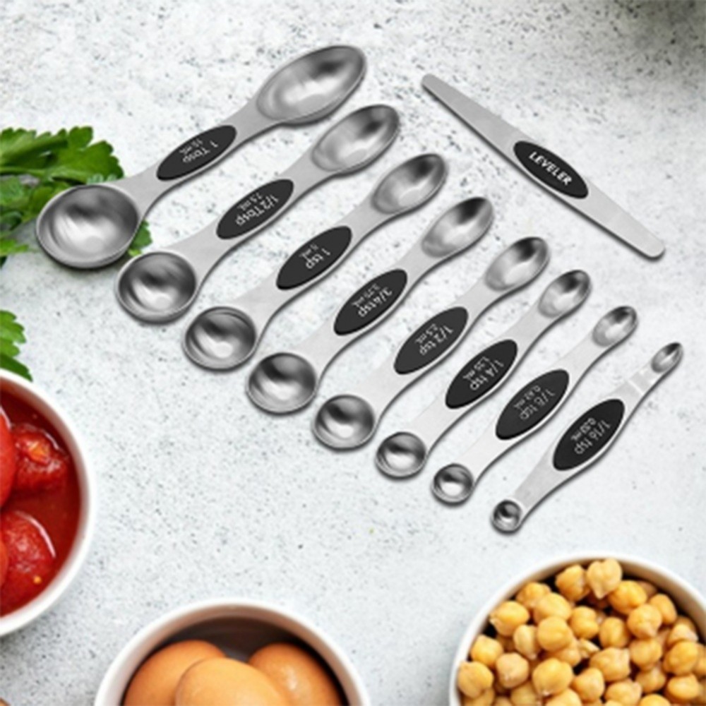 9pcs/Set Magnetic Dual Sided Measuring Spoons Kitchen Cooking W ...