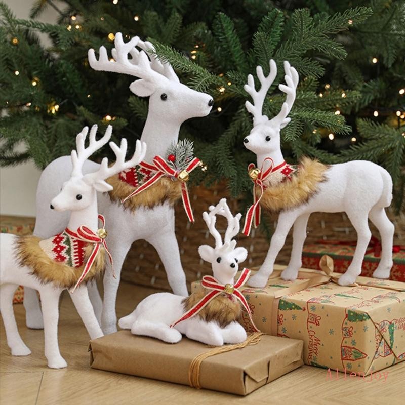 JOY Realistic White Reindeer Ornament Durable White Reindeer Figurine ...