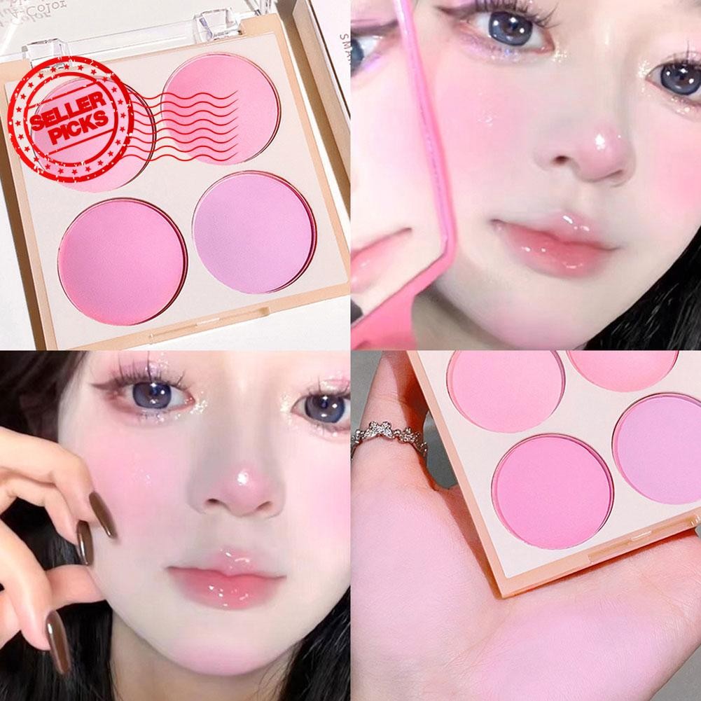 Ice Cream Four-color Blush Brightening Natural Bare Makeup Effect ...