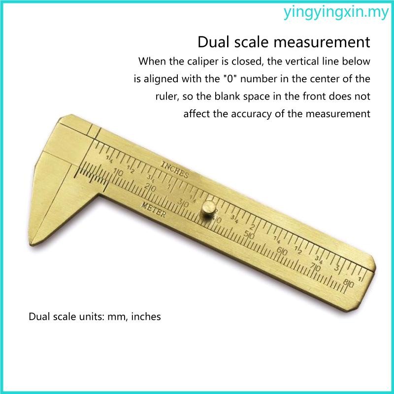 YIN Mini Brass Pocket Ruler Handy Sliding Gauge Brass Vernier Caliper ...