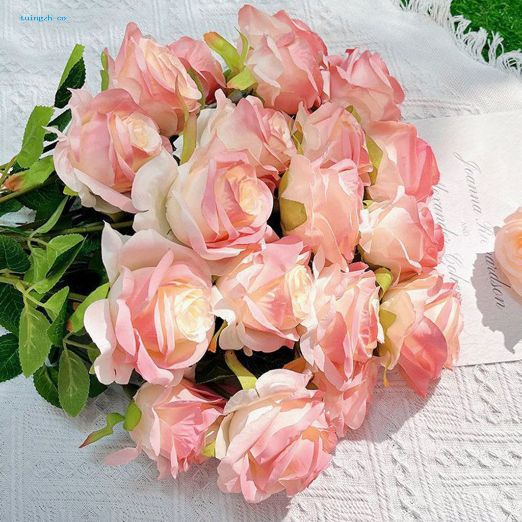 tuingzh Decorative Roses Artificial Rose Bouquet 12pcs Realistic ...