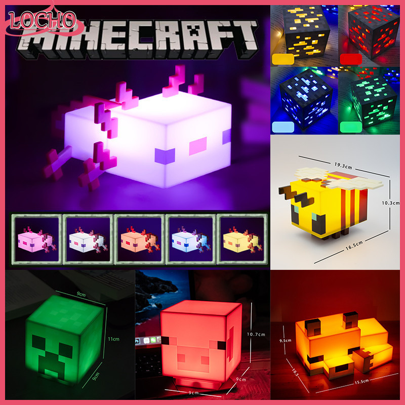 LED Minecraft Lamp Torch Color Changing Water Bottle Ore Block Axolotl ...