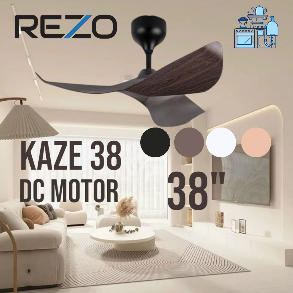 REZO KAZE 38” inches DC Motor Remote Control Ceiling Fan/ Kipas Siling ...