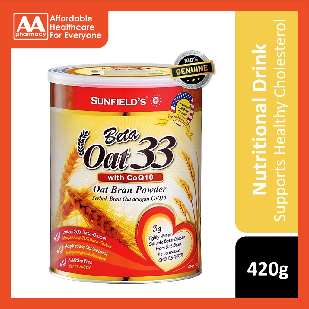 Sunfield's Beta Oat 33 with CoQ10 Oat Bran Powder 420g [FOC 210g] | Shopee Malaysia