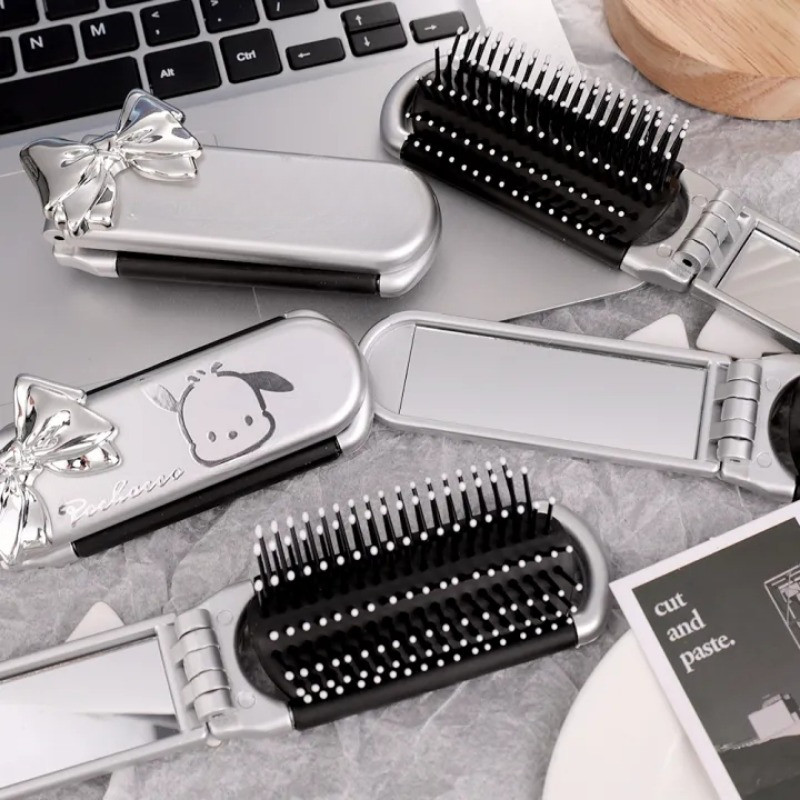 Portable Folding Airbag Hair Comb with Makeup Mirror Cartoon Portable ...