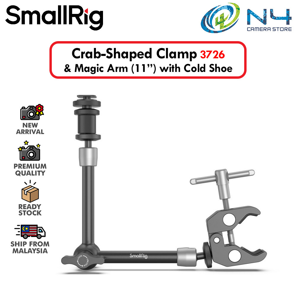 SmallRig Universal Crab-Shaped Clamp & Magic Arm (11'') With Cold Shoe ...