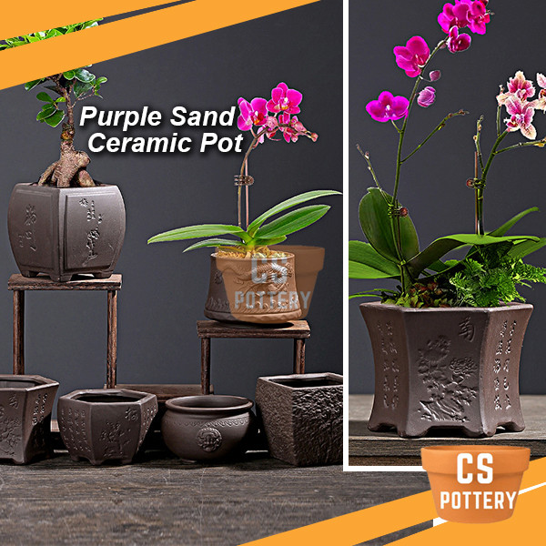 Purple Sand Ceramic Pot Succulent Cactus Flower Pot Antique / Pasu ...