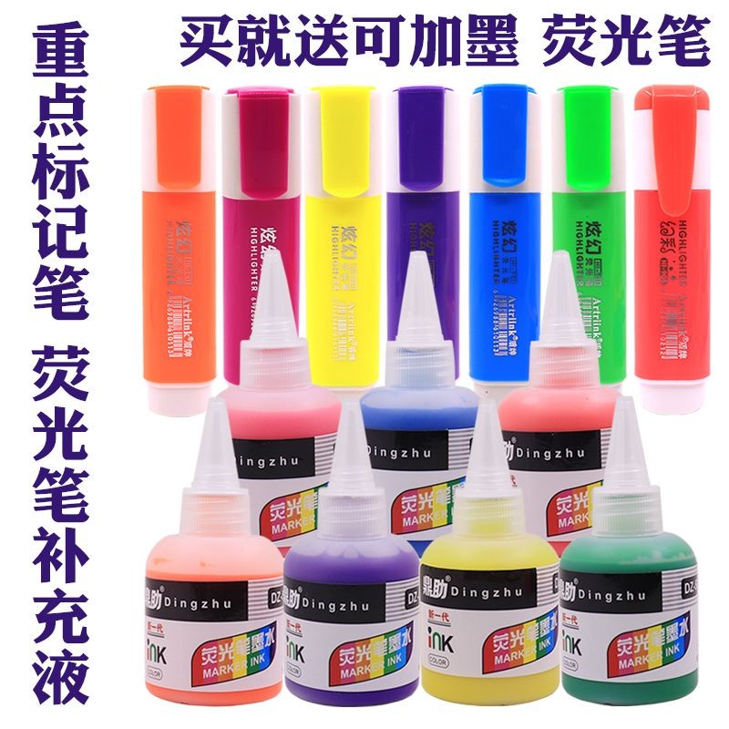 Buy Free Fluorescent Marker Pen Ink Refill Students Use Color Marker ...