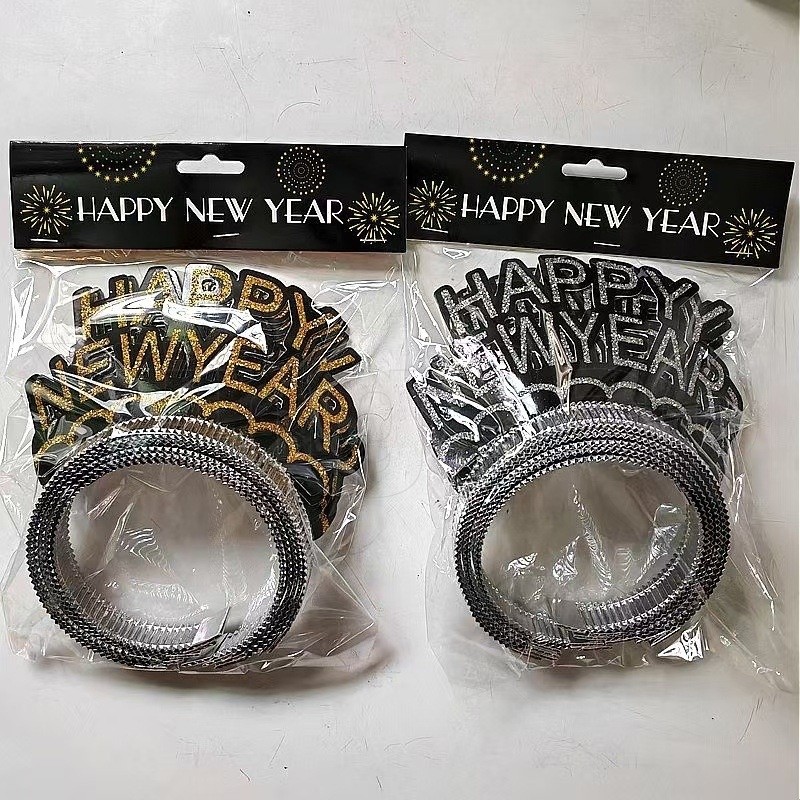 2/6/12Pcs 2025 Happy New Year Headband Tiara Glitter New Year Party ...