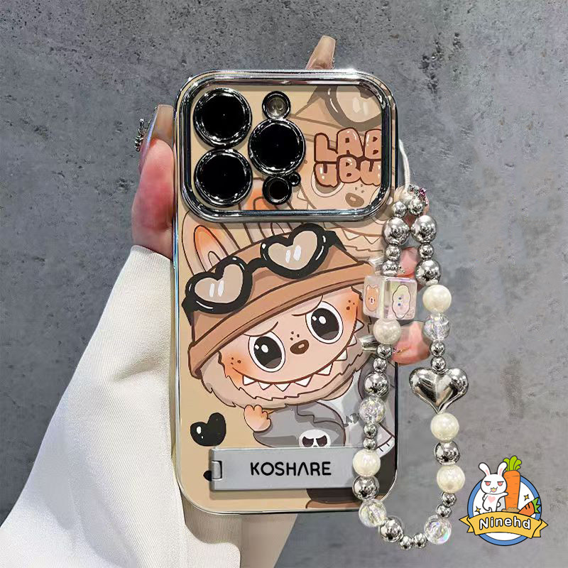 Cute Labubu Casing + Chain + Bracket Compatible for IPhone 16 11 15 14 ...