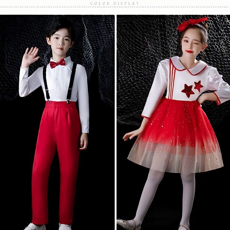 Red Star Sparkling Dance Costume Host New Year's Day | Shopee Malaysia