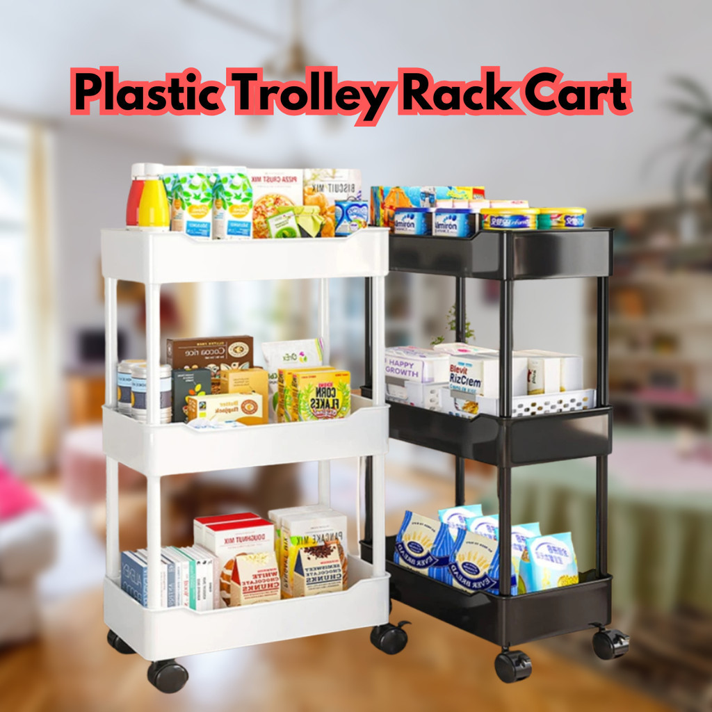 【TIPTOP】3/4/5 Tier Multifunction Plastic Trolley Rack Kitchen Organizer ...