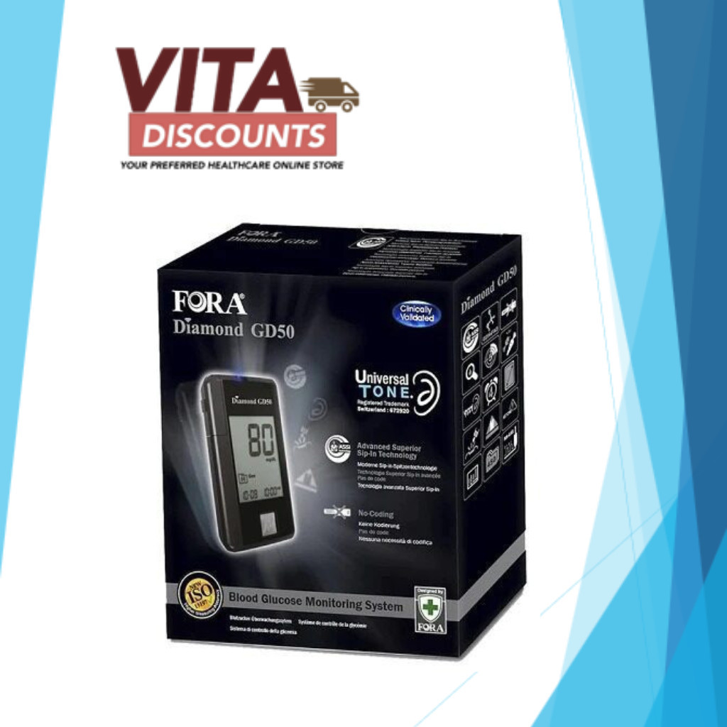FORA DIAMOND BLOOD GLUCOSE MONITORING SYSTEM GD50 + 10 LANCETS | Shopee ...