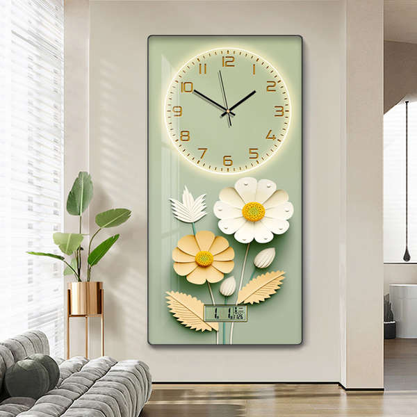 deko ruang tamu 時鐘 客廳 時尚 Jam gaya krim, bunga minimalis moden, hiasan ...