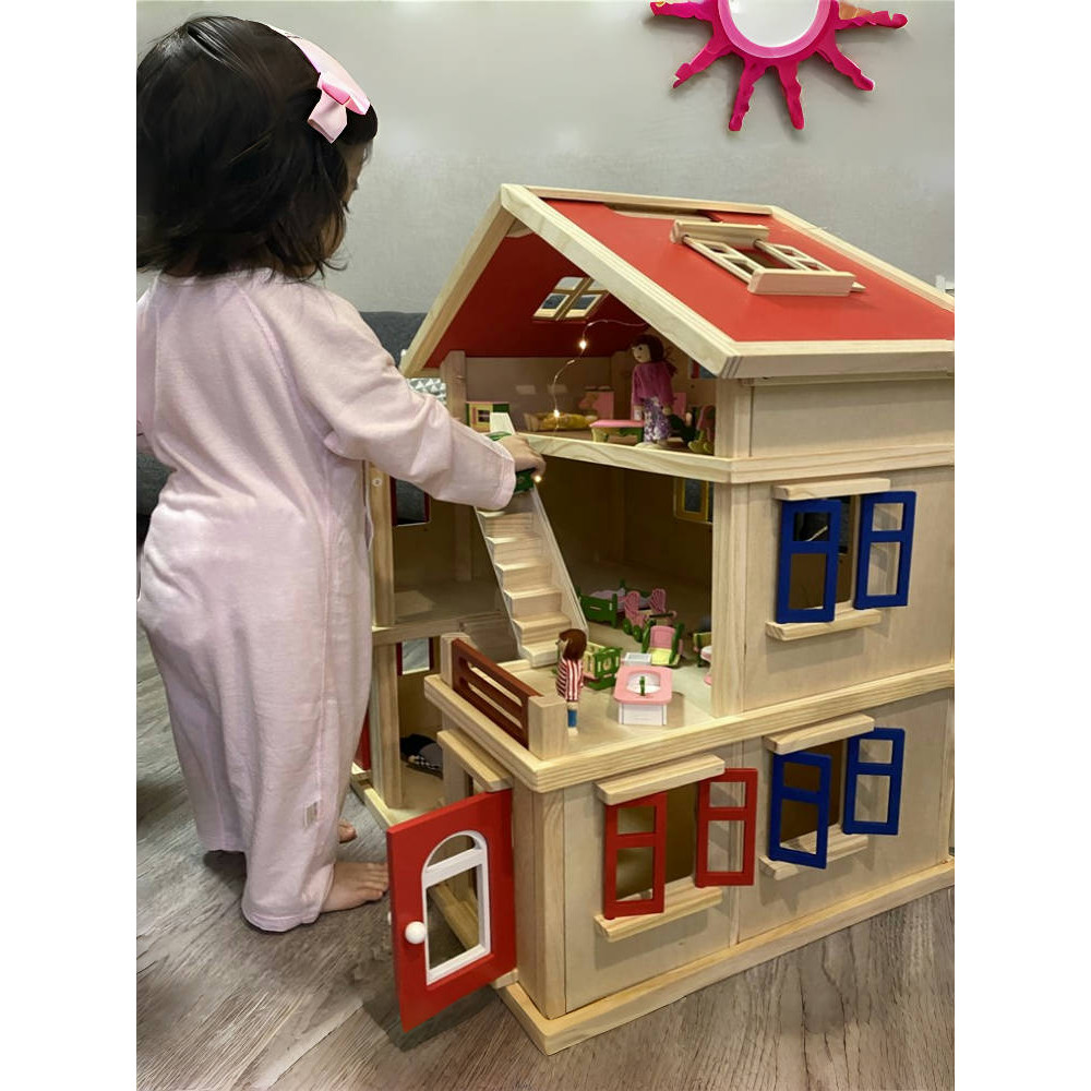 Girls cottage villa princess house log cabin toy house wooden play ...