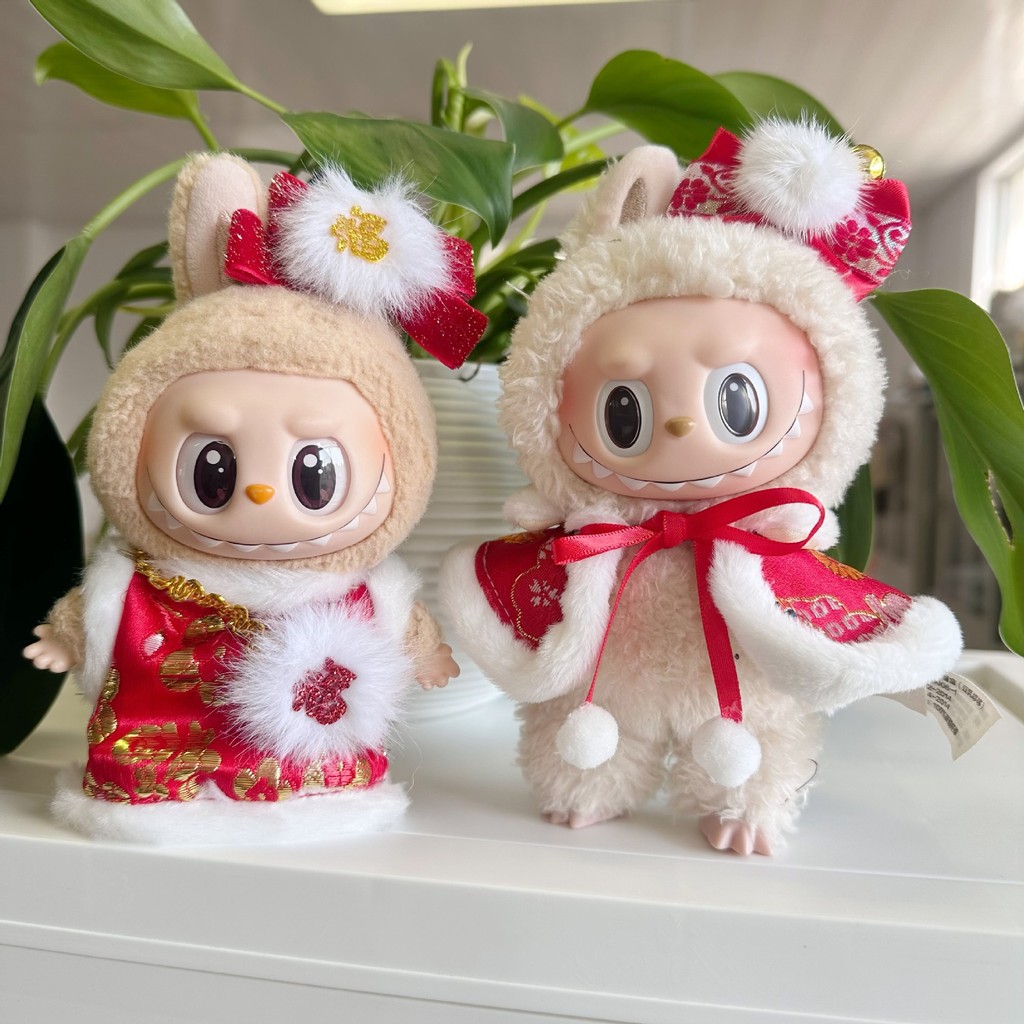 [Clothes only] For 17 cm Labubu dolls wear New Year's clothes LABUBU ...