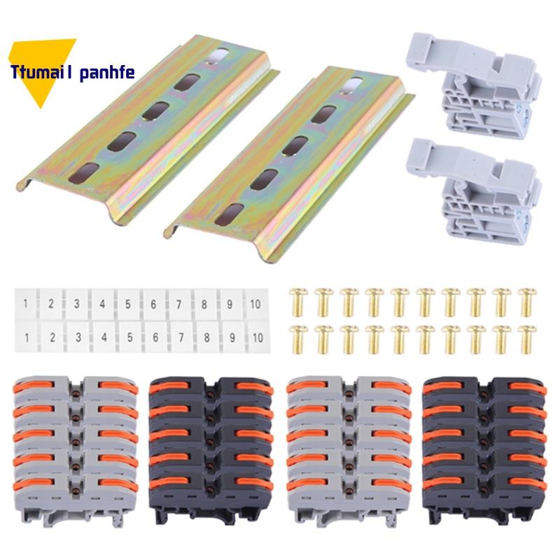 DIN Rail Terminal Blocks Kit, with Universal Compact Connectors, Connection Bar, Marker Strip ...