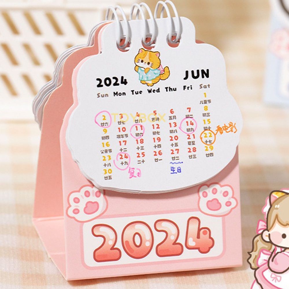Daily Schedule Mini Cute Desk Calendar Cat Series Portable Desk ...