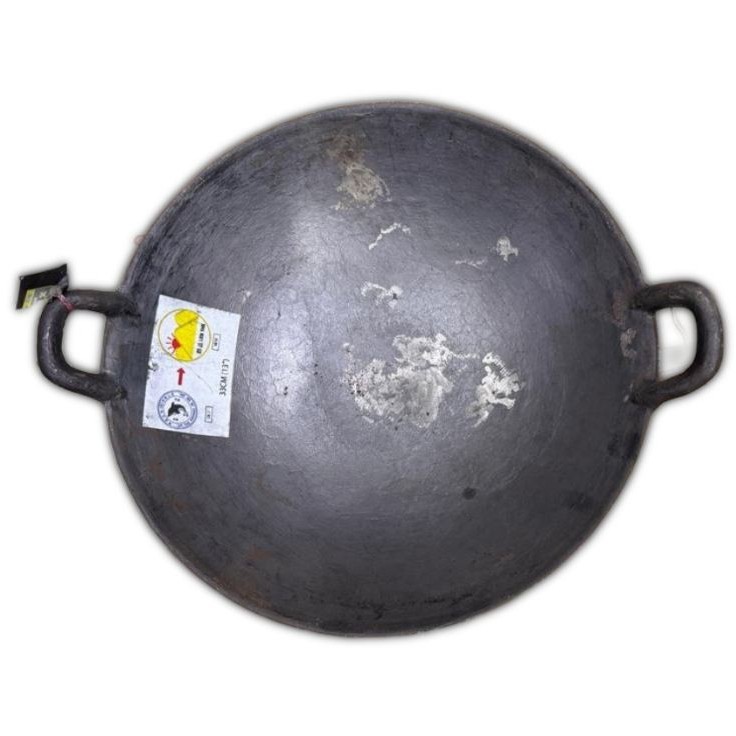 Traditional Old Fashioned CAST IRON WOK / Pan Non Stick Double Handle ...