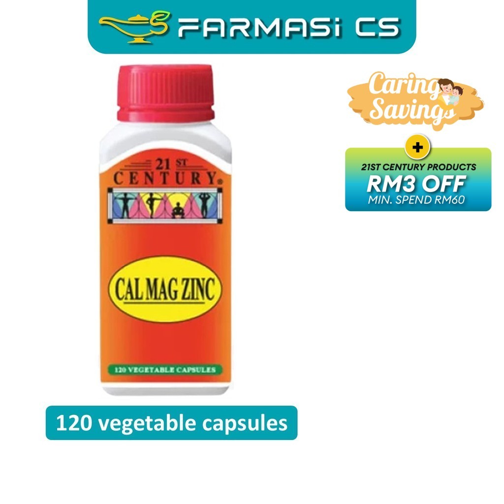 21st Century Cal Mag Zinc 120 vegetable capsules EXP:05/2027 [ Calcium ...
