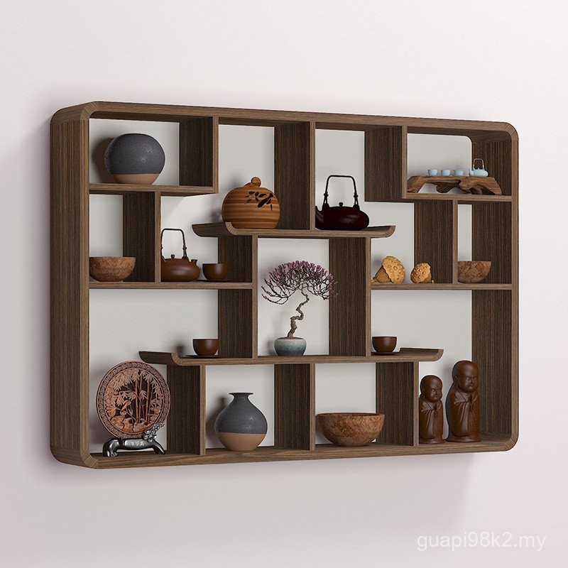 Bogu Rack Wall-Mounted Duobaoge Solid Wood Chinese Tea Rack Wall ...