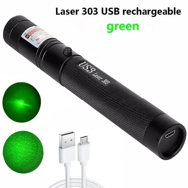 USB Rechargeable Green Laser Pointer Powerful Laser Light Laser 303 ...