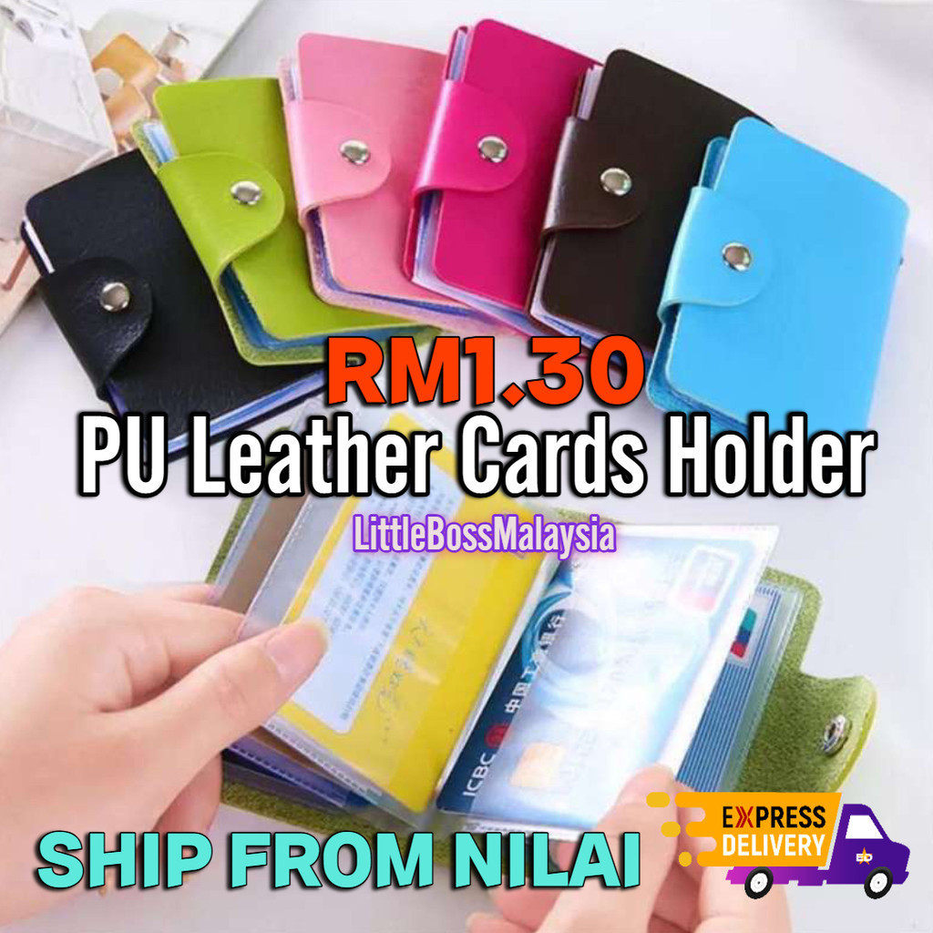 🔥𝑹𝑬𝑨𝑫𝒀 𝑺𝑻𝑶𝑪𝑲🔥𝟮𝟰 𝗦𝗟𝗢𝗧𝗦 PU Leather Cards Holder Case Credit Debit Card IC ...