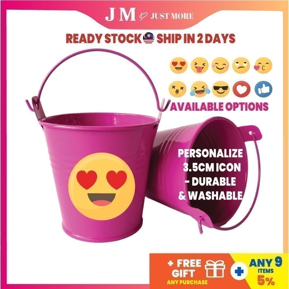 𝐈𝐂𝐎𝐍 𝐏𝐑𝐈𝐍𝐓 Glass Jar/Miniature Tin Pail-Mini Container/Cenderahati ...