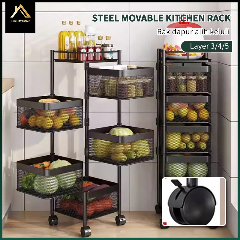 3/4/5 tier Stainless Steel Rak Dapur Rak Bakul Dapur Kitchen Basket ...