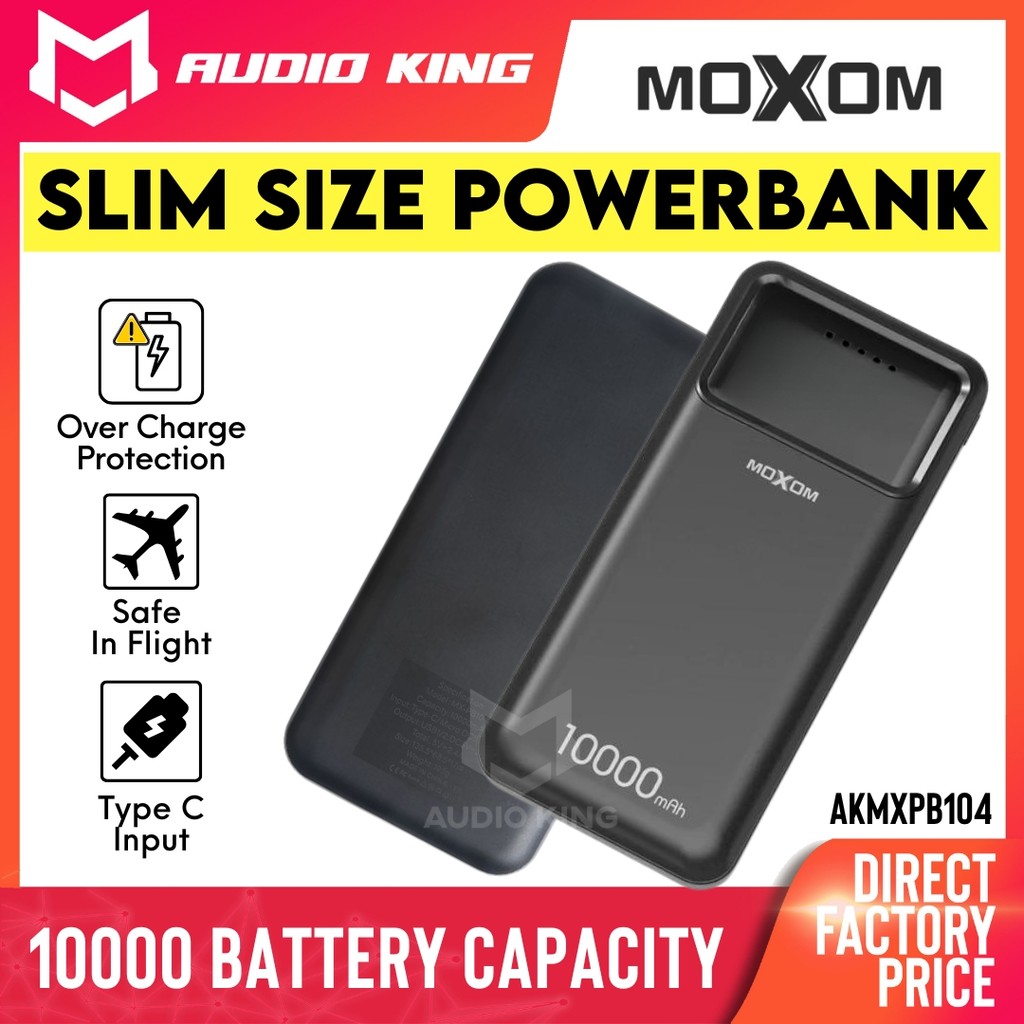 MOXOM Portable Slim Powerbank 10000mAh Quick Charge PD Power 2.4A Pawer ...