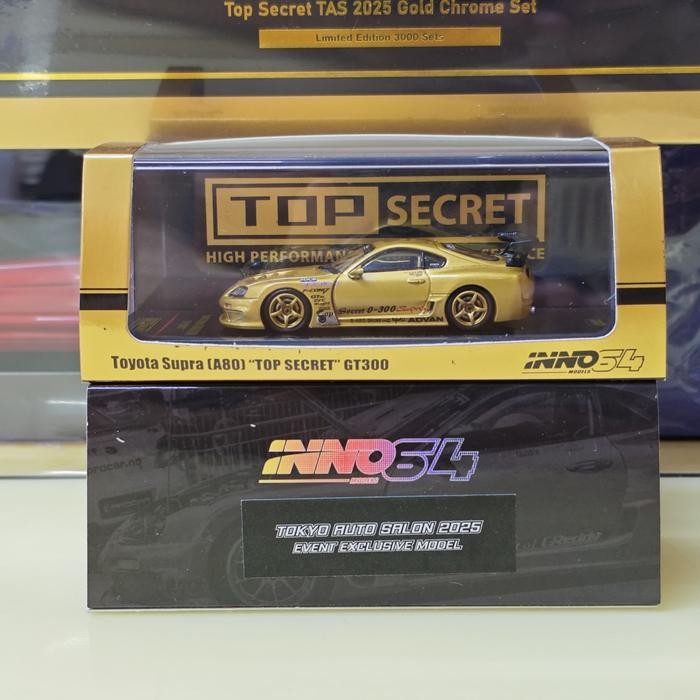 Inno64 1/64 Top Secret Toyota Supra (A80) GT300 Gold Tokyo Auto Salon ...