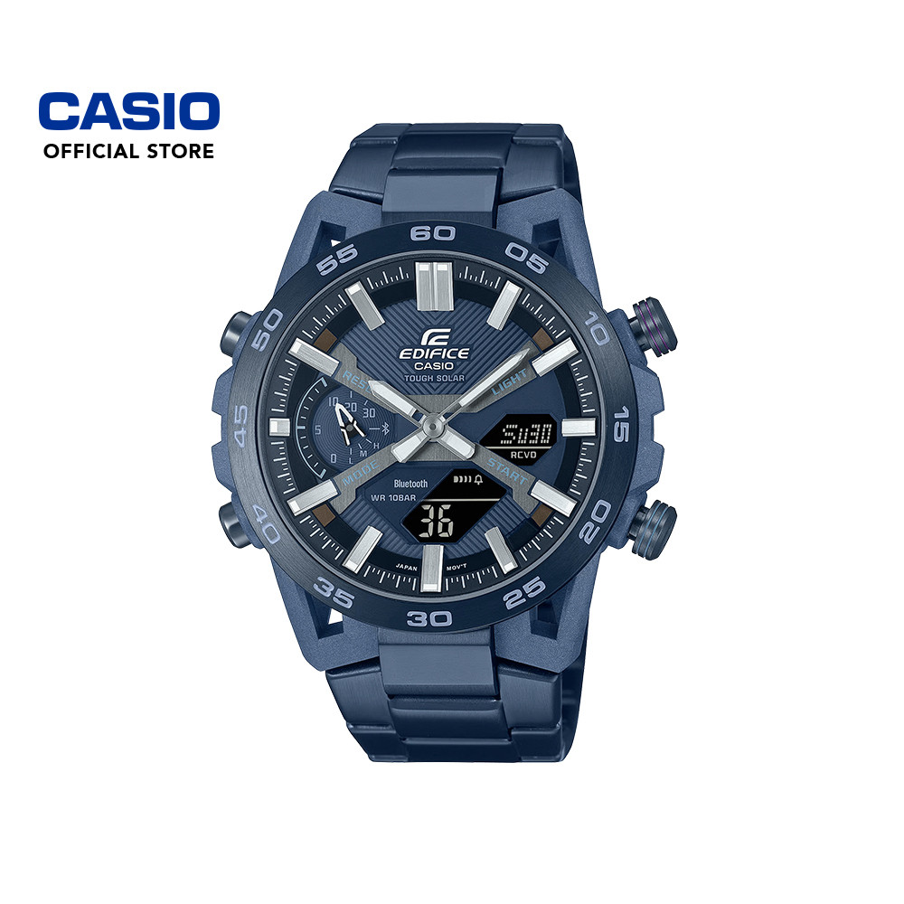 Casio Edifice Cool Blue Edition ECB-2000CB-2A Silver Stainless Steel Band Men Watch | Shopee ...