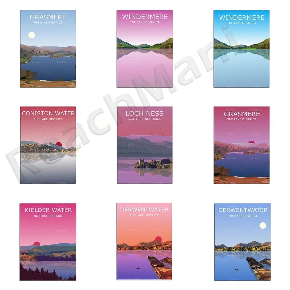 Poster Senja di Tasik-tasik dan Lochs British - Grasmere, Kielder ...