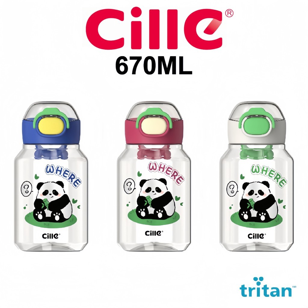 Cille Tritan Water Bottle BPA-Free Plastic Water Bottle c/w Straw Botol ...