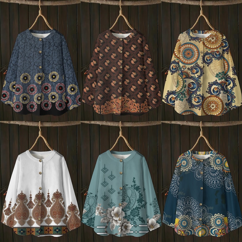 Baju Raya Plus Size Muslim Blouse Icahfa Baju Raya 2025 Button Up Baju ...