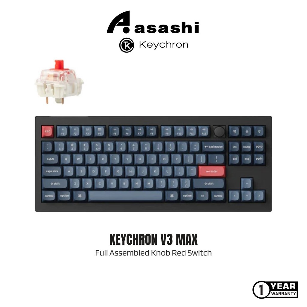 Keychron V3 Max ANSI 80% TKL 87 Key Full Assembled Knob RGB Hot-Swap BT ...