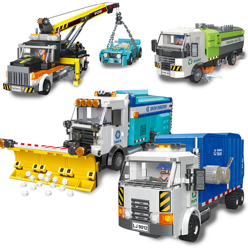 Compatible with Lego City Engineering Crane Snow Sweeper Garbage Truck ...